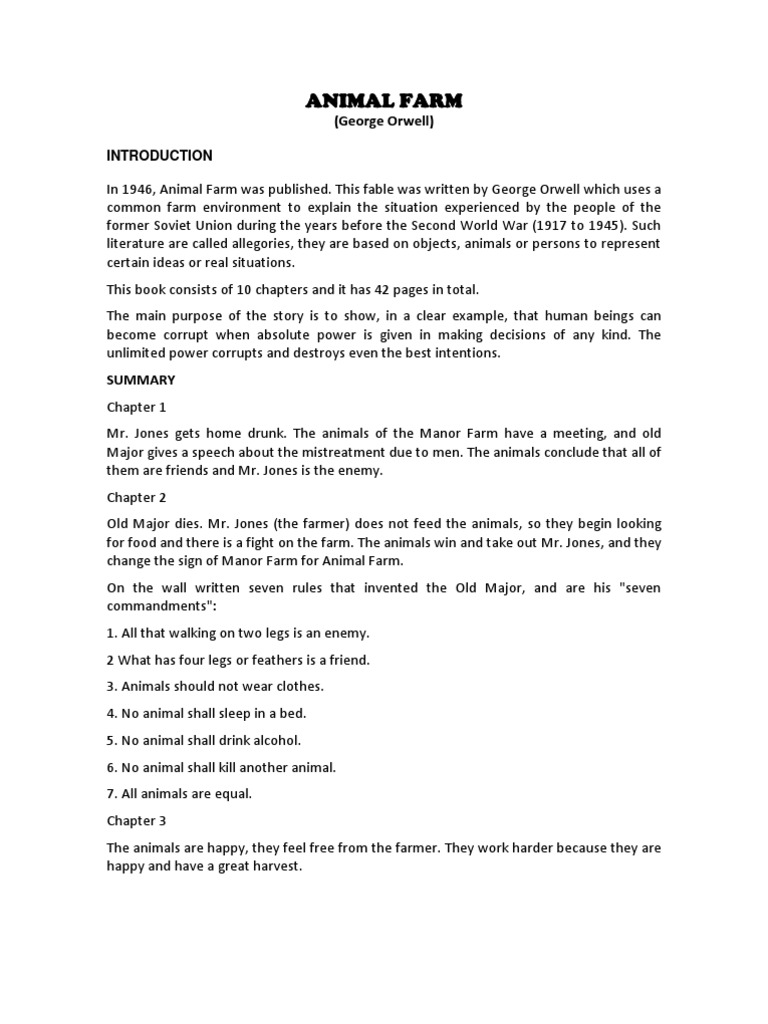Animal Farm: (George Orwell) | PDF | Agriculture