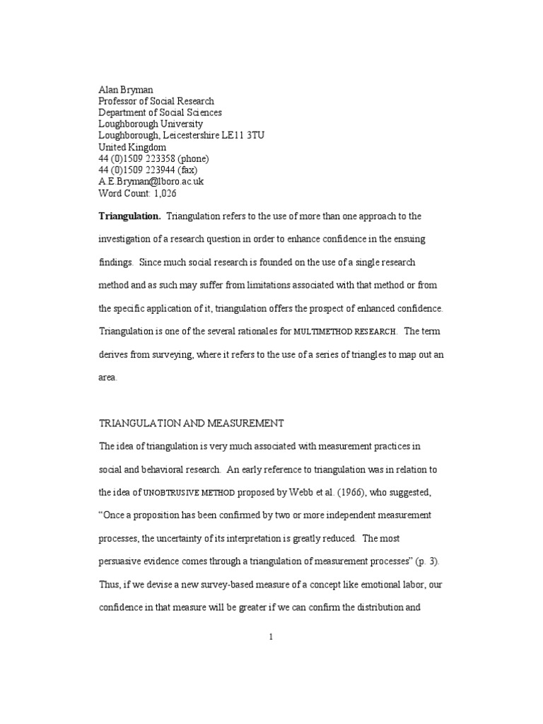 Triangulation | PDF | Focus Group | Quantitative Research