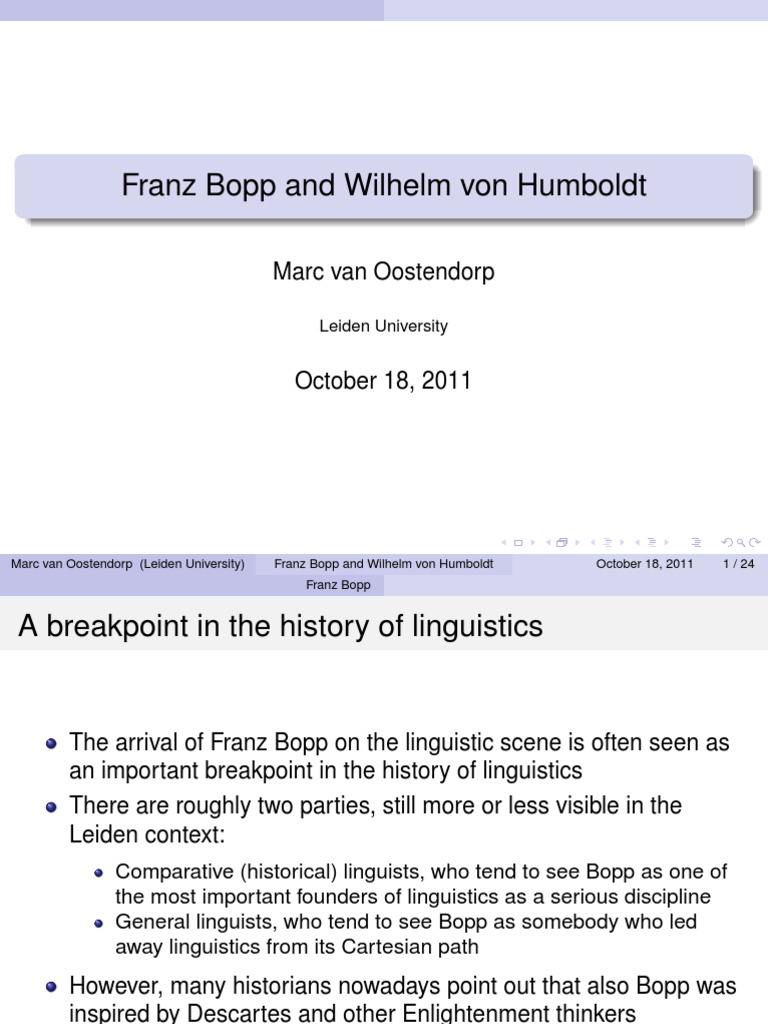 Franz Bopp and Wilhelm Von Humboldt | PDF | Semiotics | Languages