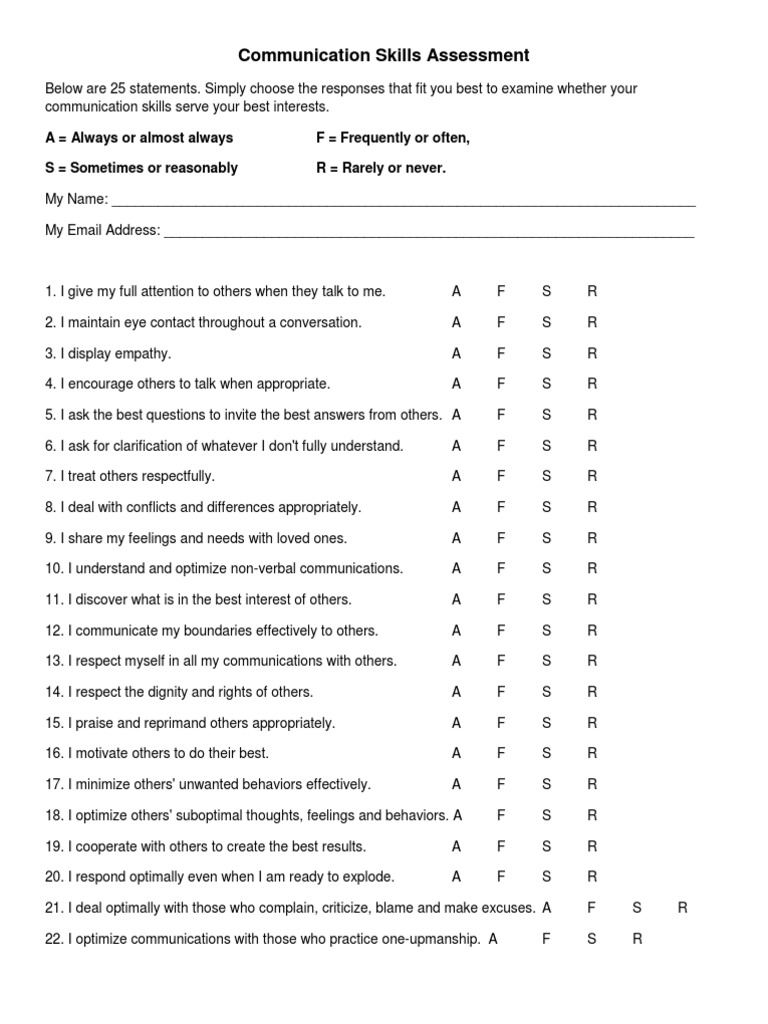Communication Skills Assessment Quiz | PDF