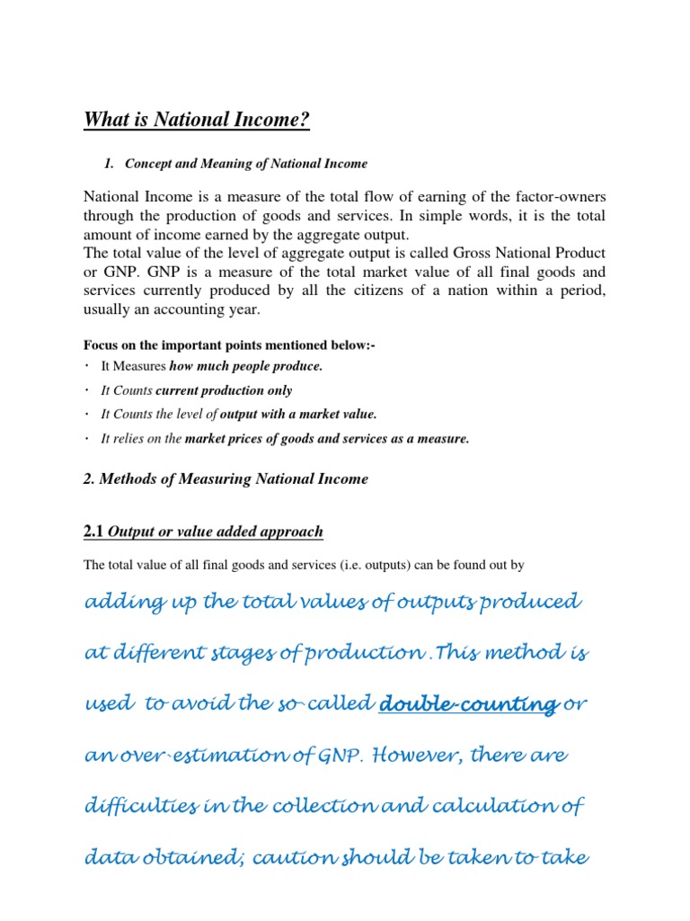 National Income | PDF | Measures Of National Income And Output | Value ...