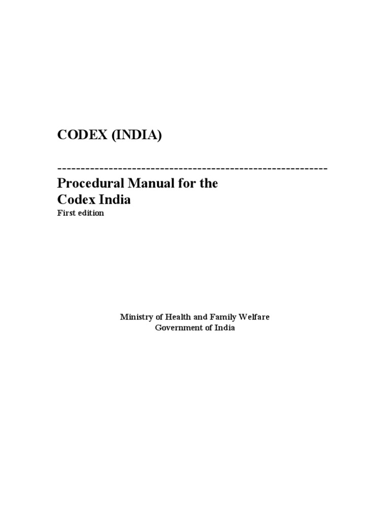 Codex India Procedural Manual Guide | PDF | Email | Food Safety