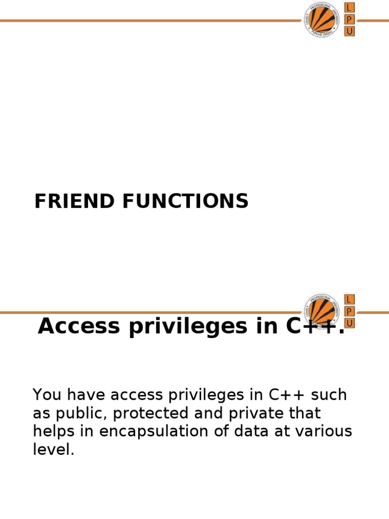 Friends Function | PDF | C++ | Inheritance (Object Oriented Programming)