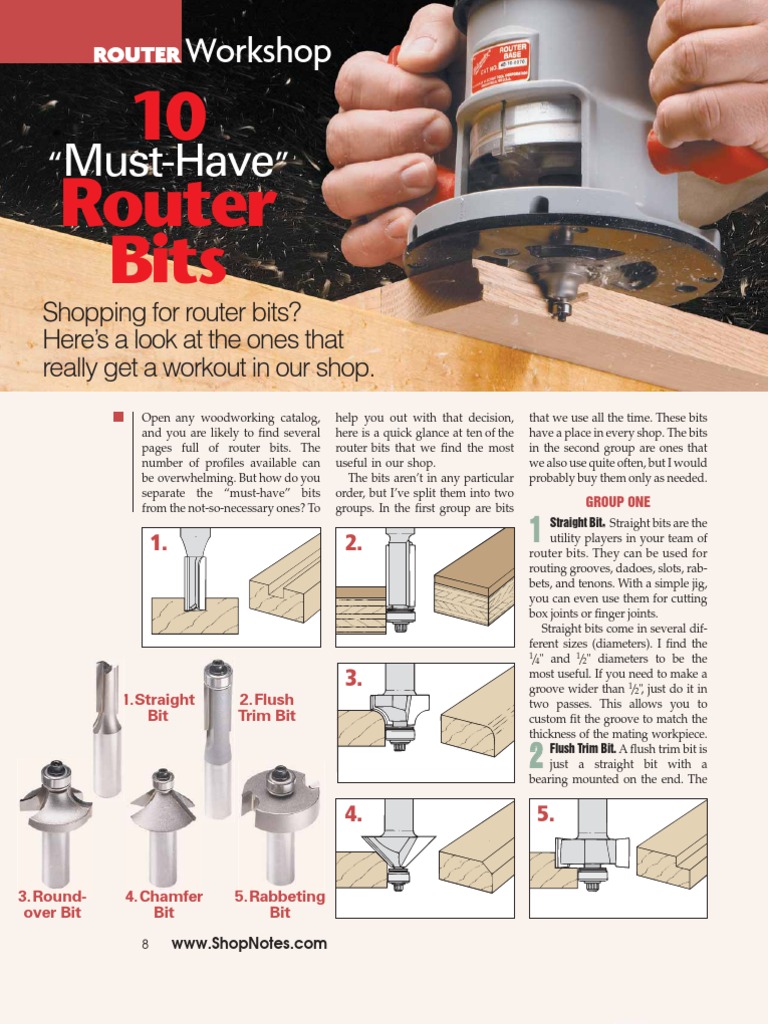Essential Router Bits for Woodworking | PDF | Woodworking | Equipment