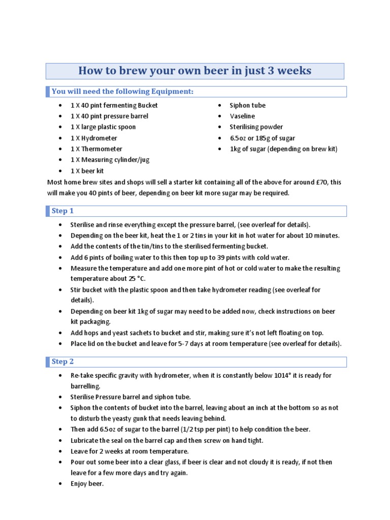 How To Brew Your Own Beers in Just 3 Weeks | PDF | Homebrewing | Beer