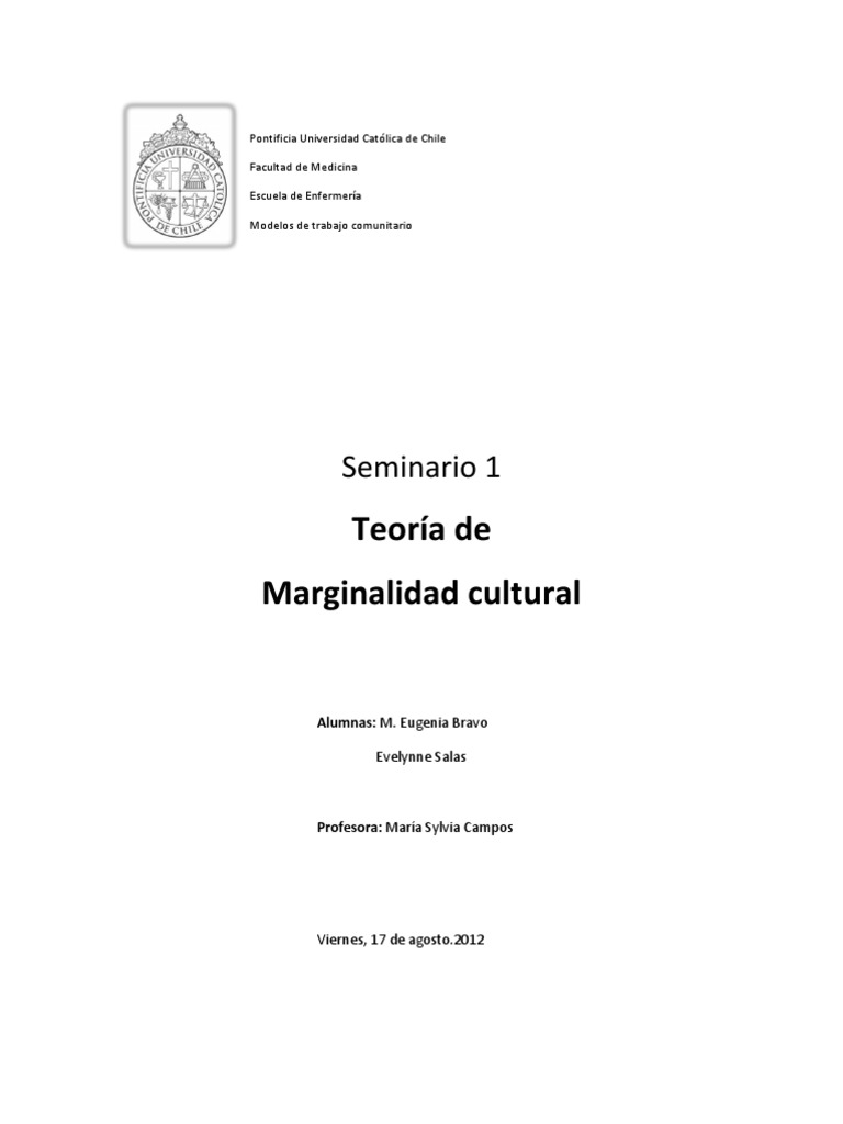 Teoria de La Marginalidad Cultural | PDF | Exclusión social | Sociedad