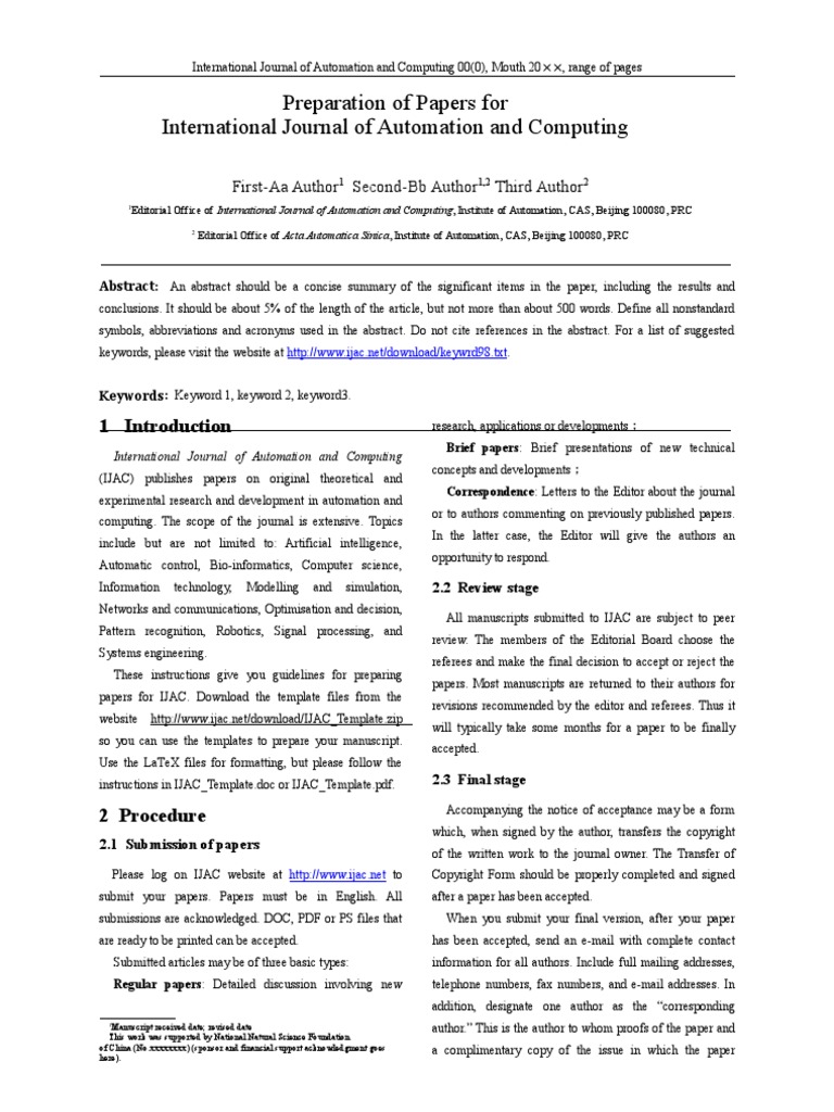 IJAC Template | Download Free PDF | Citation | Automation