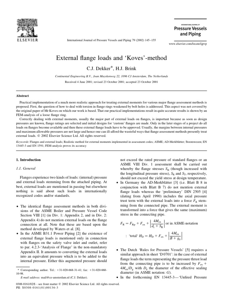 5 External Flange Loads and Koves Method by Dekker | PDF | Bending ...