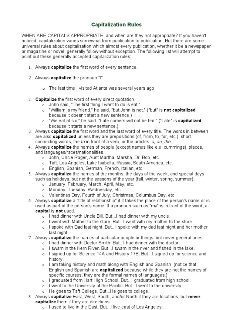 Capitalization Rules | PDF | God