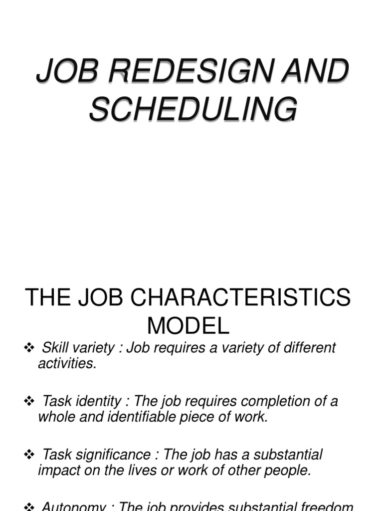 Job Redesign and Scheduling | PDF | Systems Psychology | Employment
