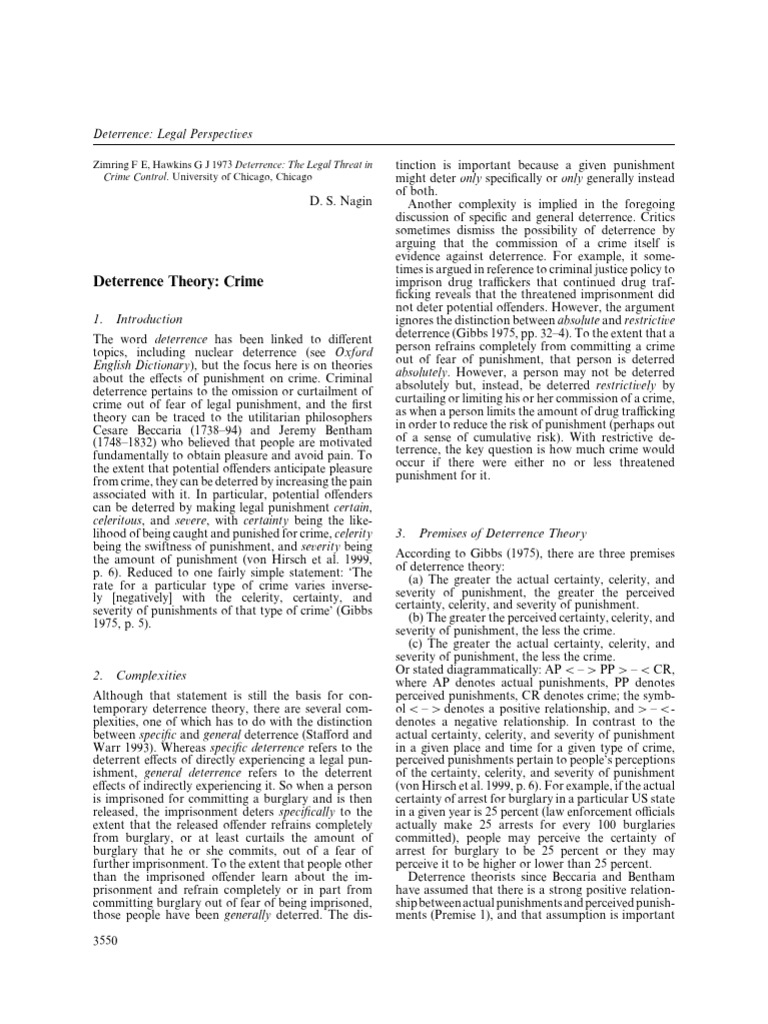 Deterrence Theory, Crime | Deterrence (Legal) | Punishments