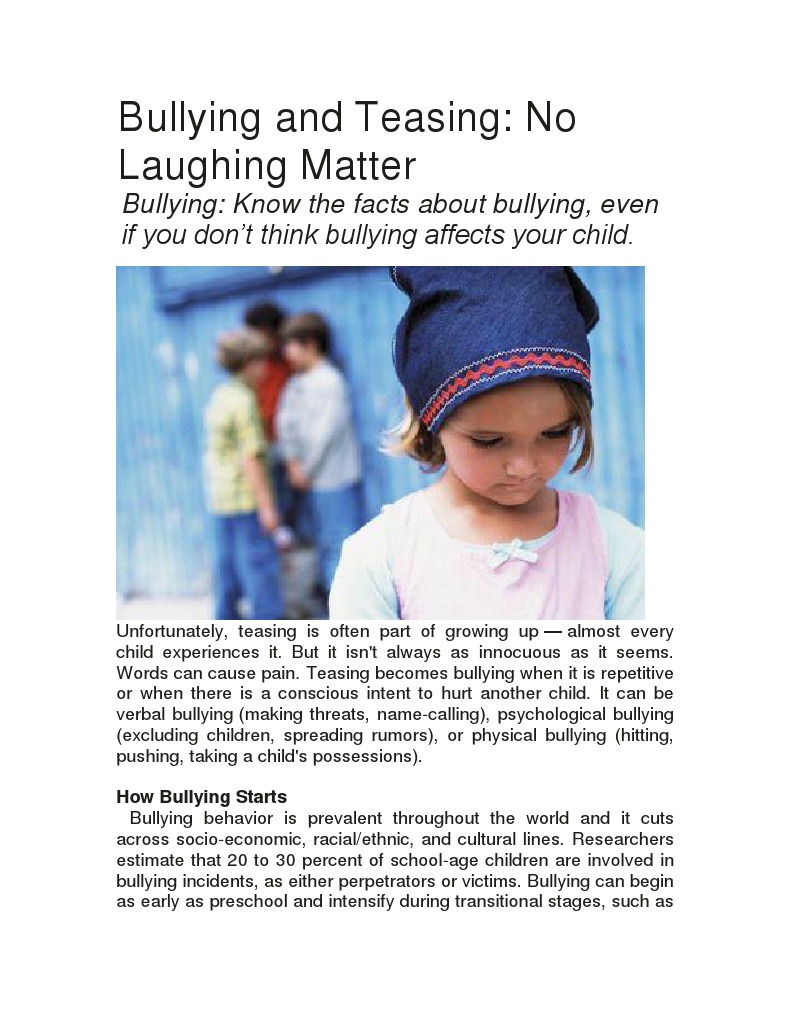 Bullying and Teasing | PDF | Bullying | Applied Psychology