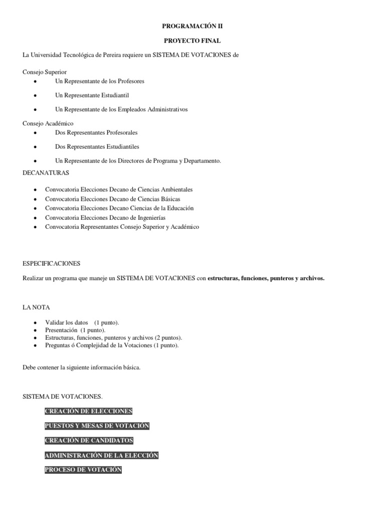 Programacion II Proyecto Final | PDF | Elecciones | Votación