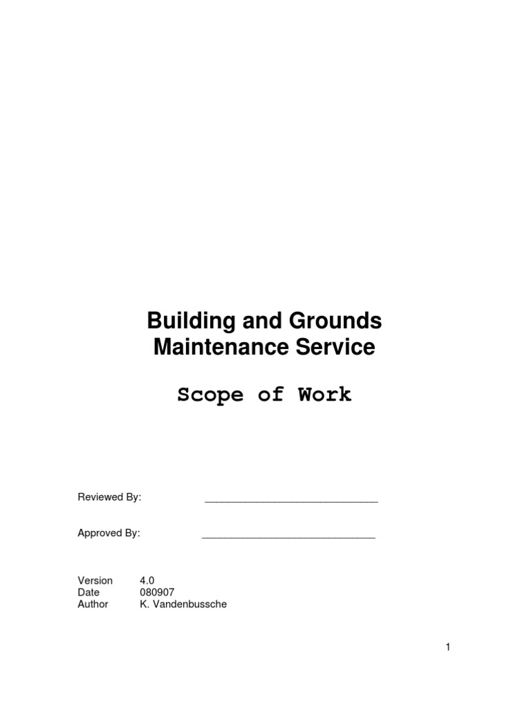 Building and Grounds Maintenance Scope | PDF | Lighting | Employment