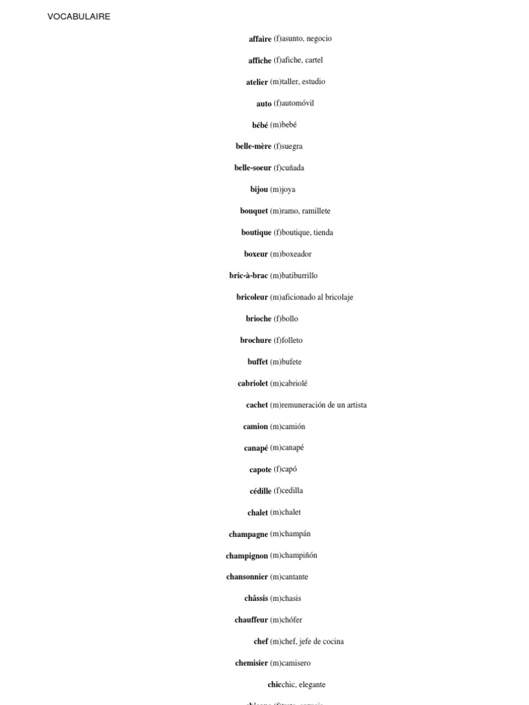Français Unite 01 - Vocabulaire | PDF