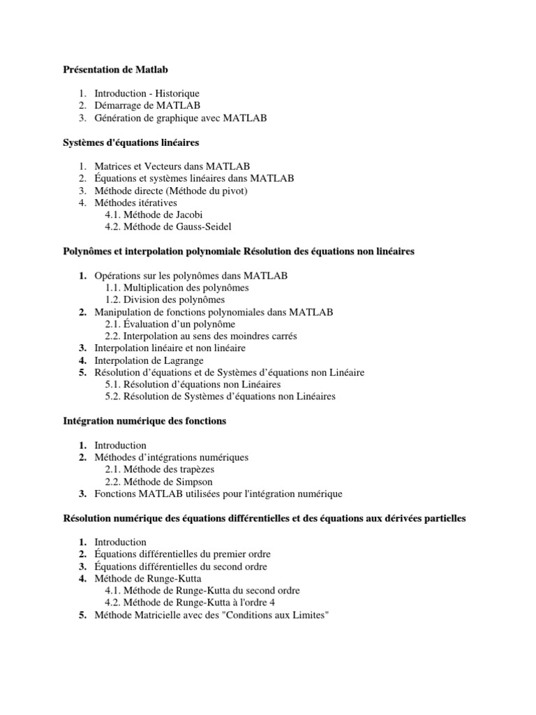Guide Complet de MATLAB pour Calcul Scientifique | PDF | Interpolation ...