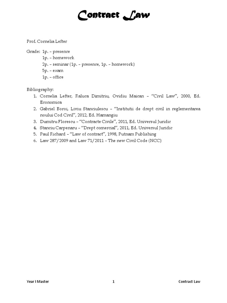 Contract Law - Course | PDF | Legal Personality | Jurisprudence