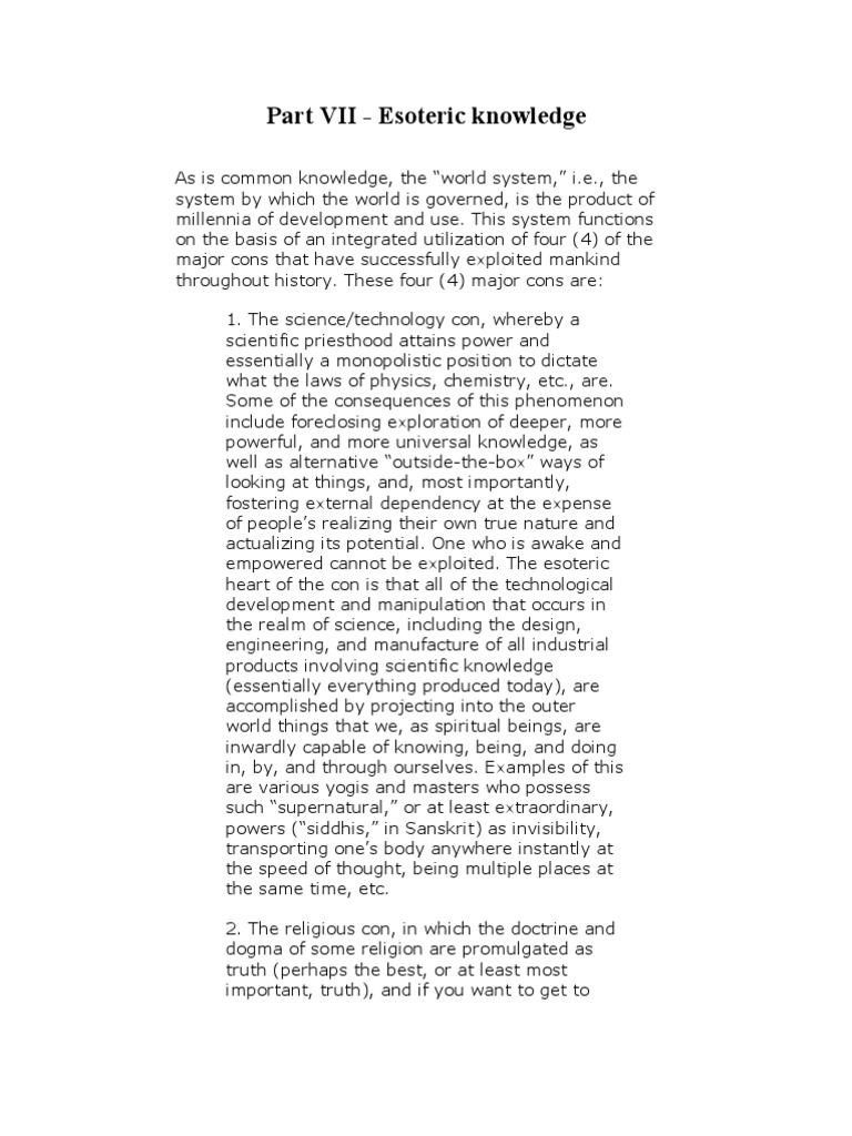 Part VII - Esoteric Knowledge | PDF | Knowledge | Free Will