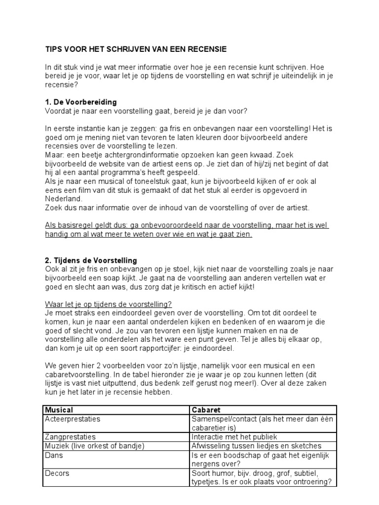Hoe Schrijf Ik Een Recensie | PDF