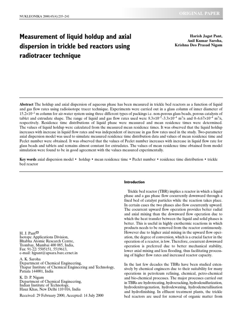 Trickle Bed Reactor Pdf Physical Sciences Chemical Engineering