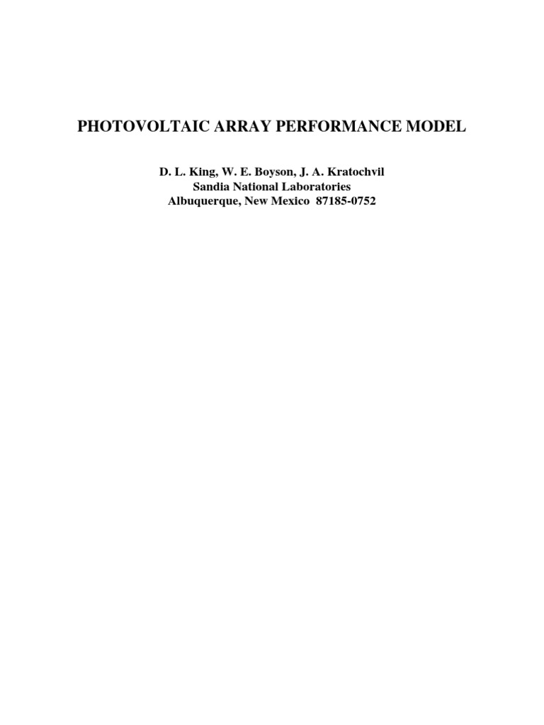 Sandia Photovoltaic Performance Model | PDF | Photovoltaic System ...