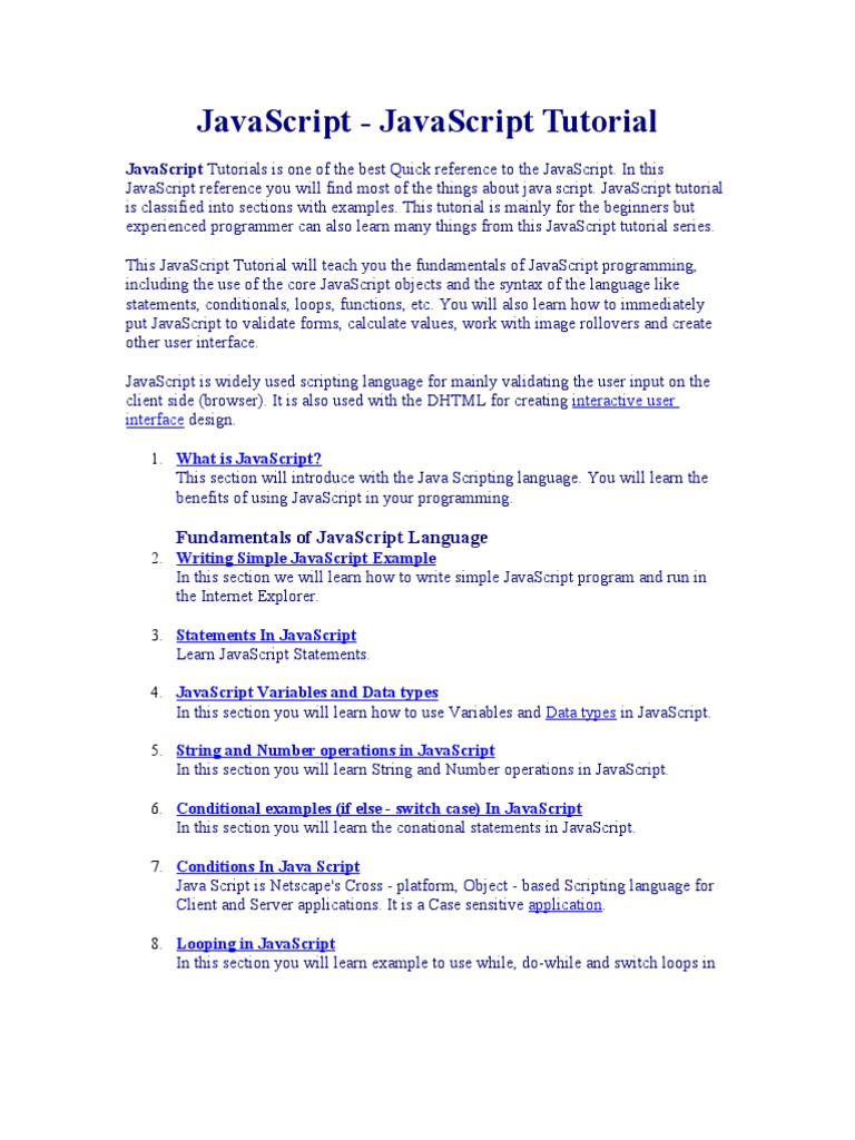 Javascript Javascript Tutorial Javascript Tutorials Is One Of The 9626