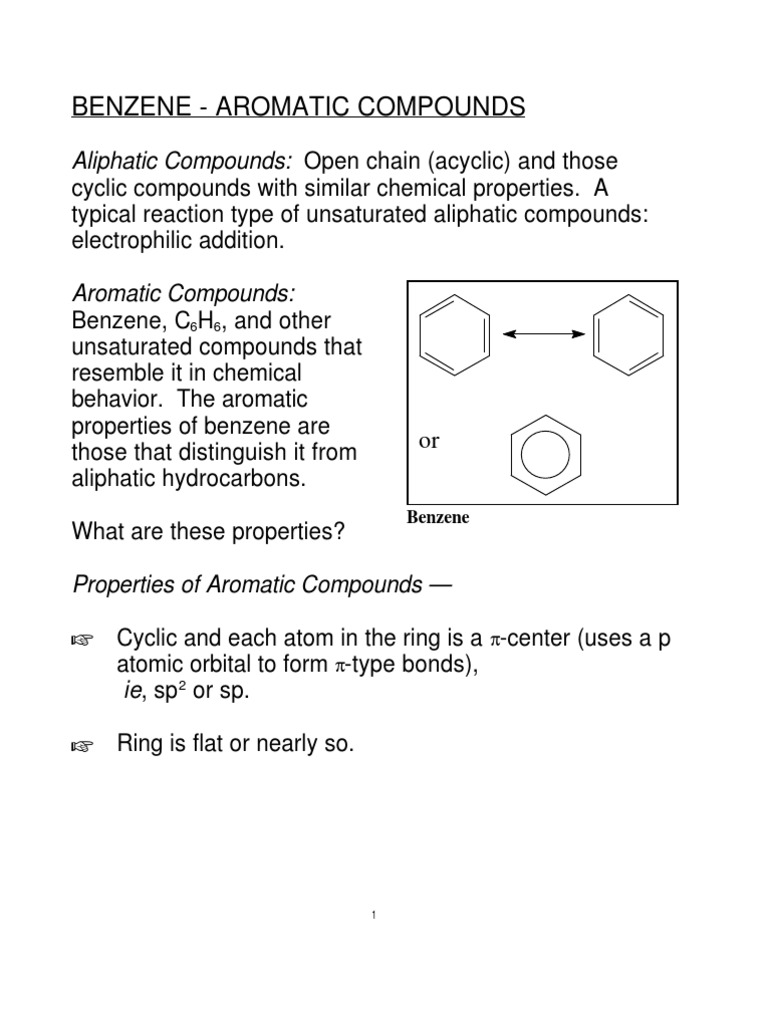 Benzene - Aromatic Compounds: Aliphatic Compounds: Open Chain (Acyclic ...