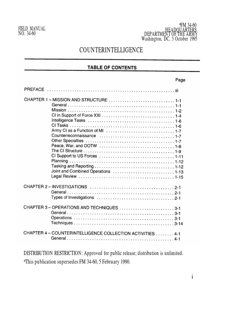 FM 34-60 Military Counterintelligence 3 Oct 1995 | PDF | History