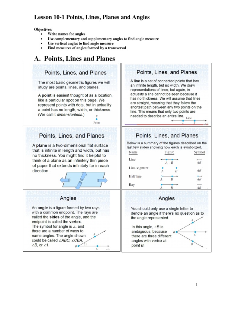 Points, Lines, Planes and Angles | PDF