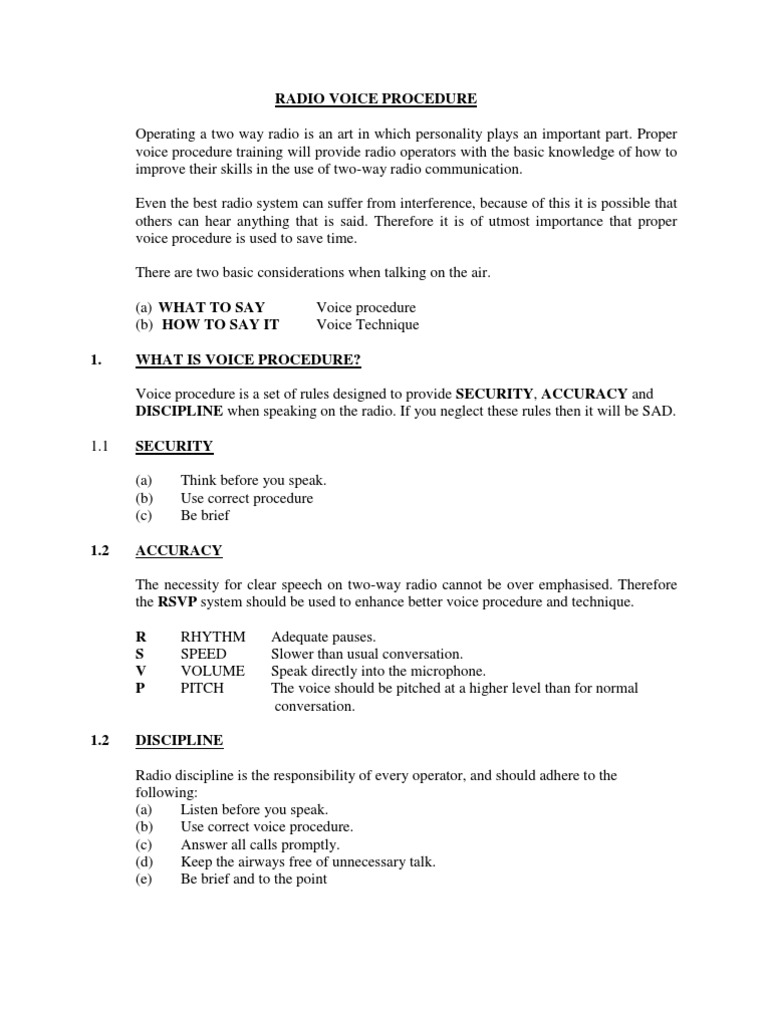 Radio Voice Procedure PDF | PDF | Speech | Alphabet