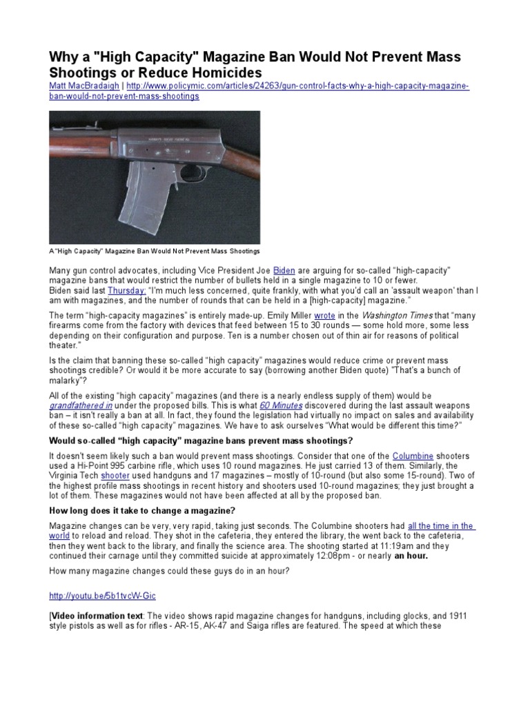 Why A High Capacity Magazine Ban Would Not Prevent Mass Shootings or ...