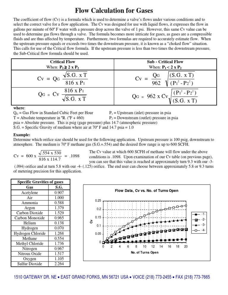 Flow Calculation For Gases | PDF