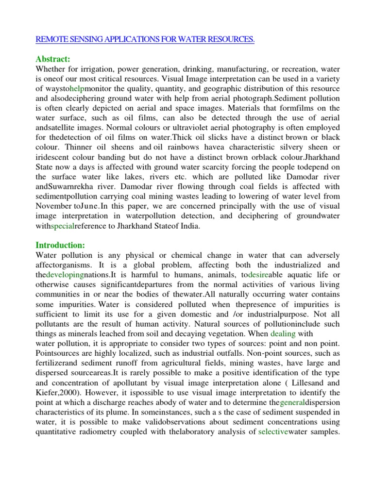 Remote Sensing Applications For Water | PDF | Water Resources | Remote ...