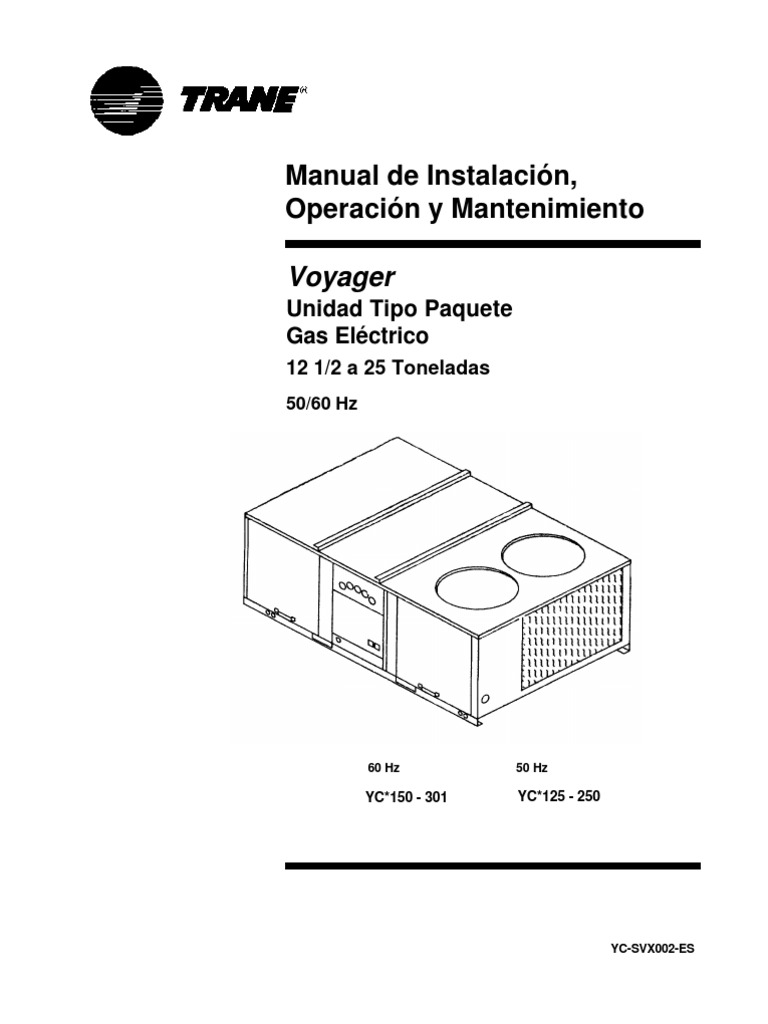 Trane Manual de Instalacion | PDF | Caldera | Ventilador mecánico