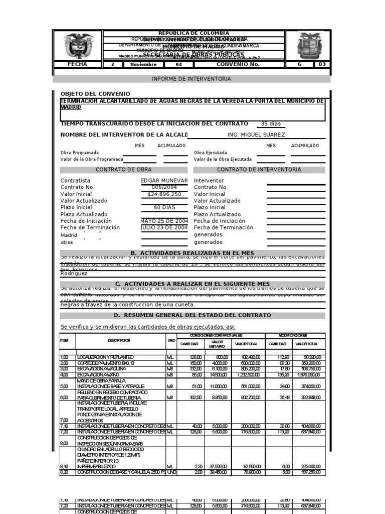 Informe Interventoria | PDF