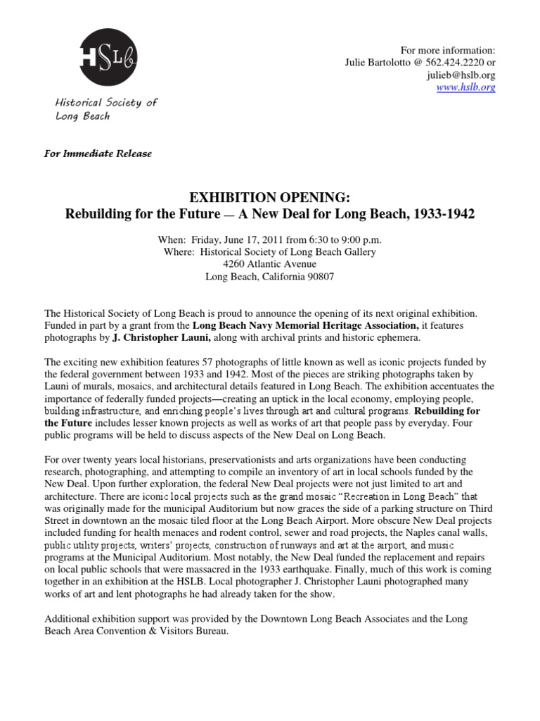 Rebuilding For The Future (Press Releases) | PDF | Long Beach | New Deal