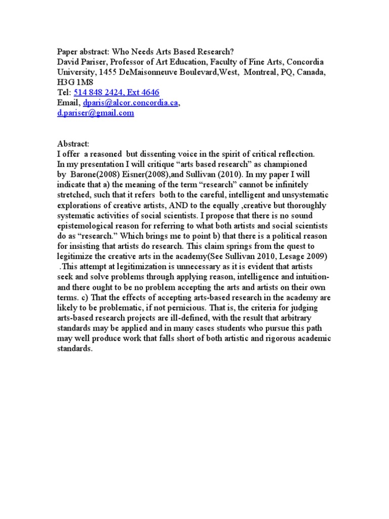 David-Pariser Arts Based Research | PDF | Science | Scientific Method