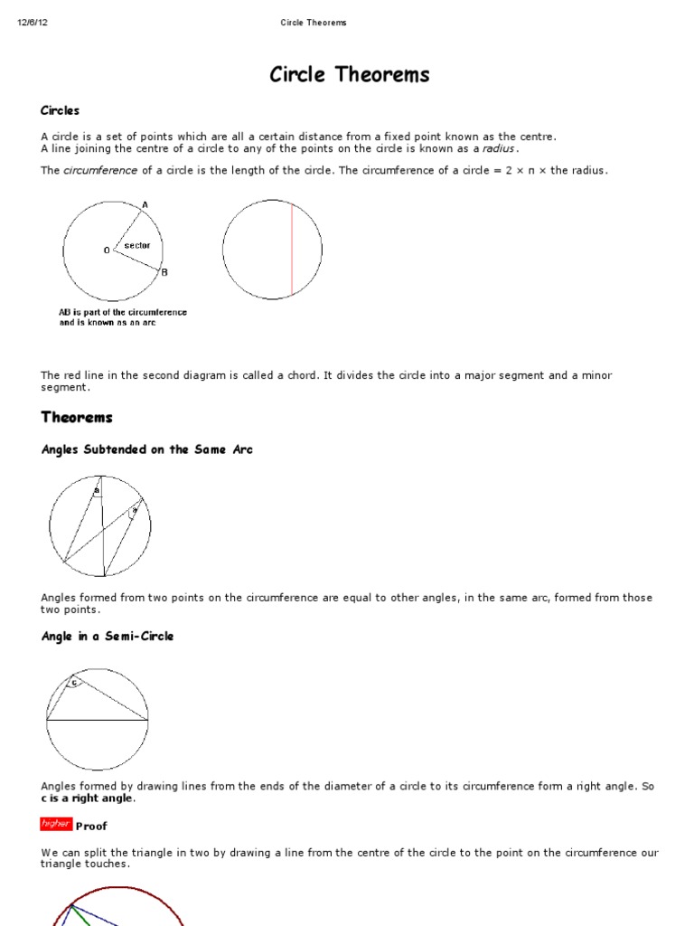 Circle Theorems | PDF