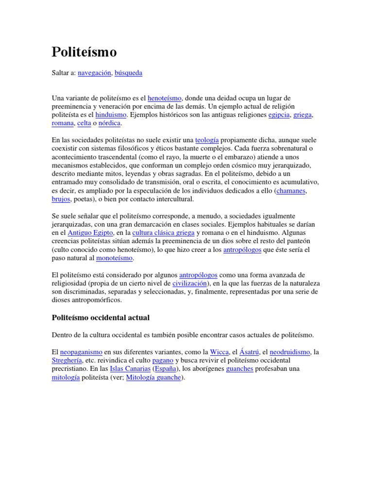 Politeísmo | PDF | Teísmo | Religiones religiosas