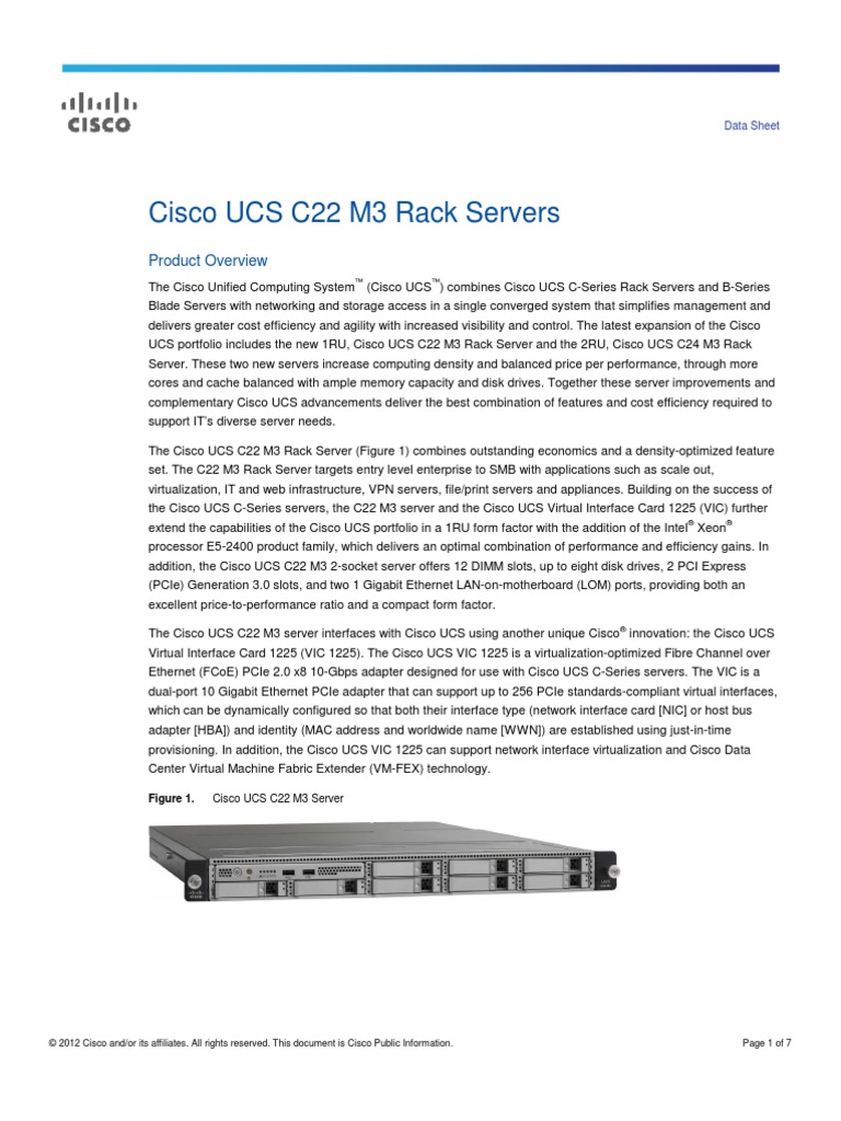 Cisco UCS C22 M3 Rack Servers: Product Overview | PDF | Cisco Systems ...