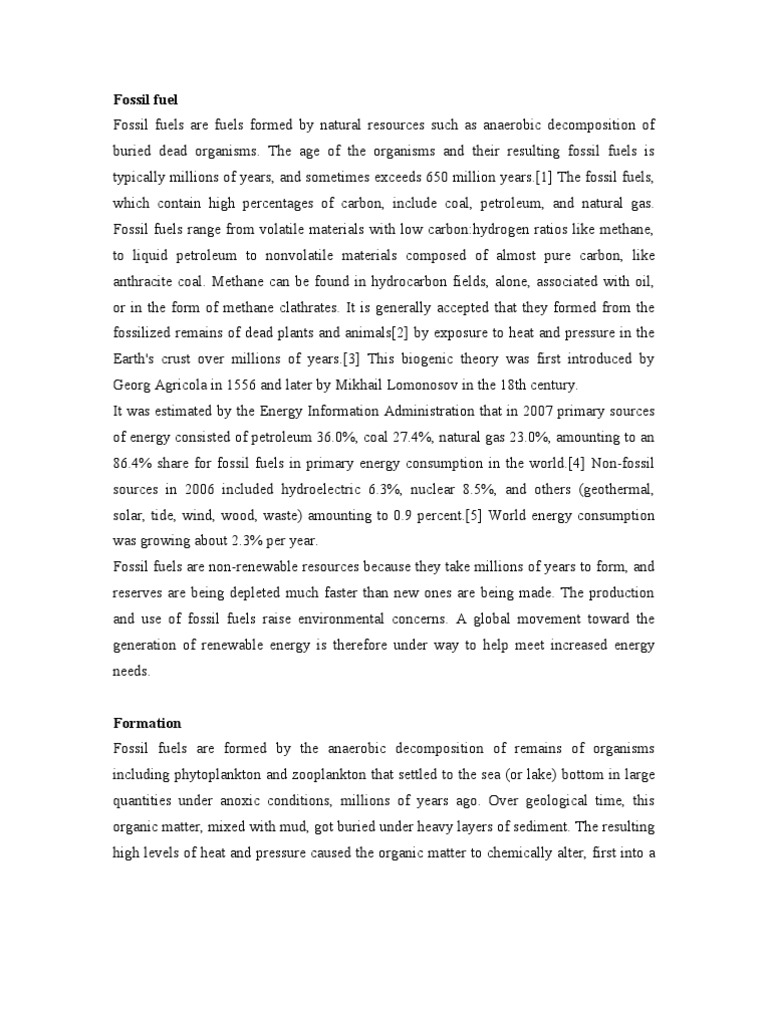 Fossil Fuels Formation Uses Conservation | PDF | Fossil Fuels | Fuels