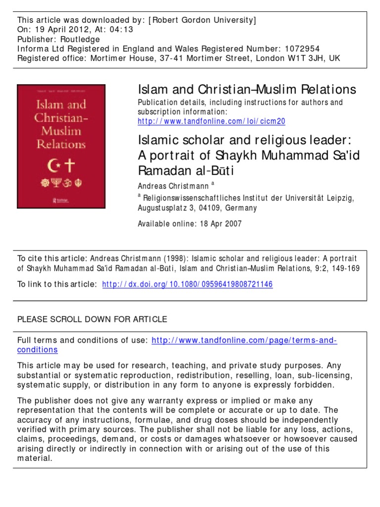 Islamic Scholar and Religious Leader - A Portrait of Shaykh Muhammad Sa ...
