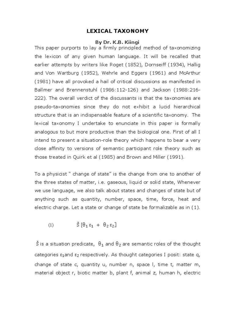 Lexical Taxonomy | PDF | Lexicon | Linguistics