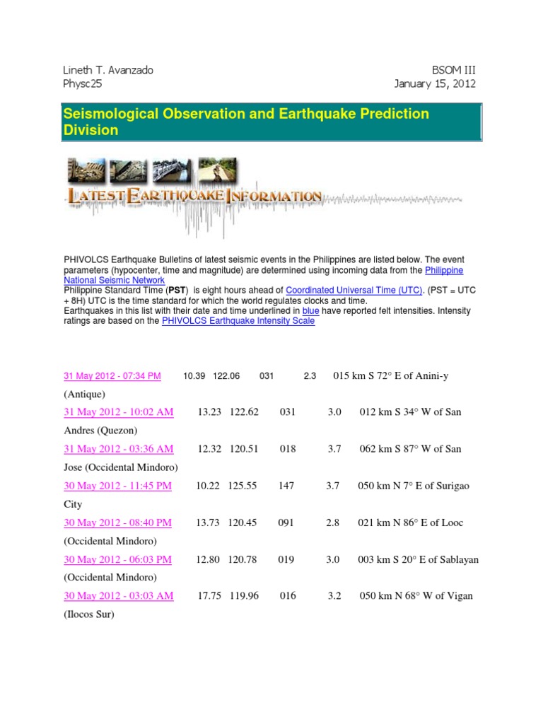 Seismological Observation and Earthquake Prediction Division | PDF ...