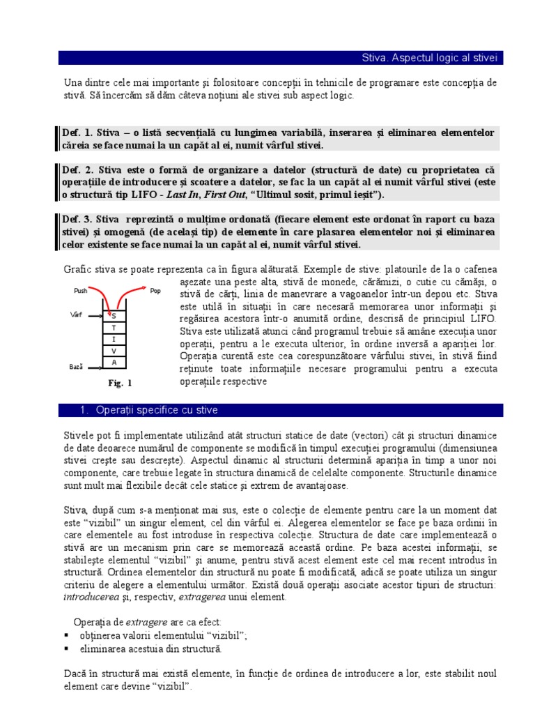 Implementare Stiva | PDF