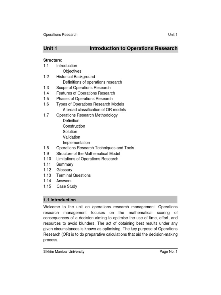 Mb0048 Unit 01-Slm | PDF | Mathematical Optimization | Operations Research