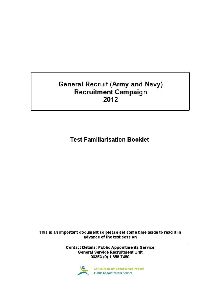 General Recruit (Army and Navy) Recruitment Campaign 2012: Test ...