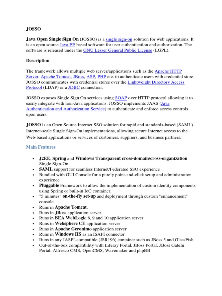 An In-Depth Look at JOSSO: An Open Source Java Single Sign-On Solution ...