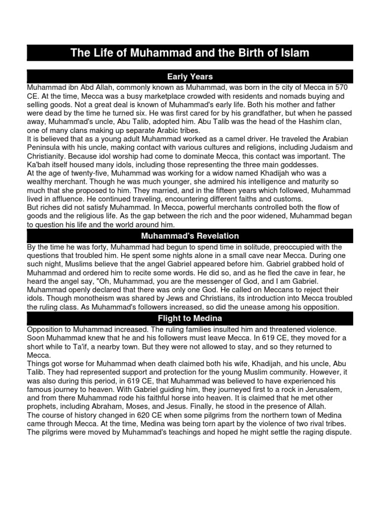 The Life of Muhammad and The Birth of Islam | PDF | Medina | Muhammad