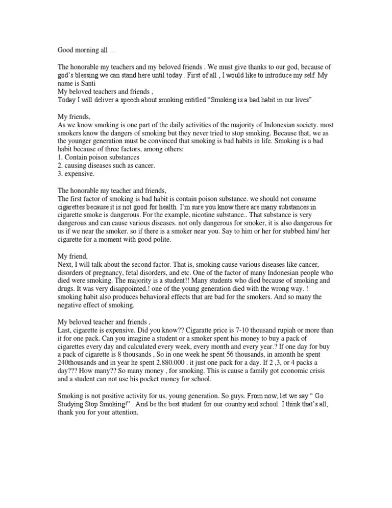 English Speech | Tobacco Smoking | Smoking